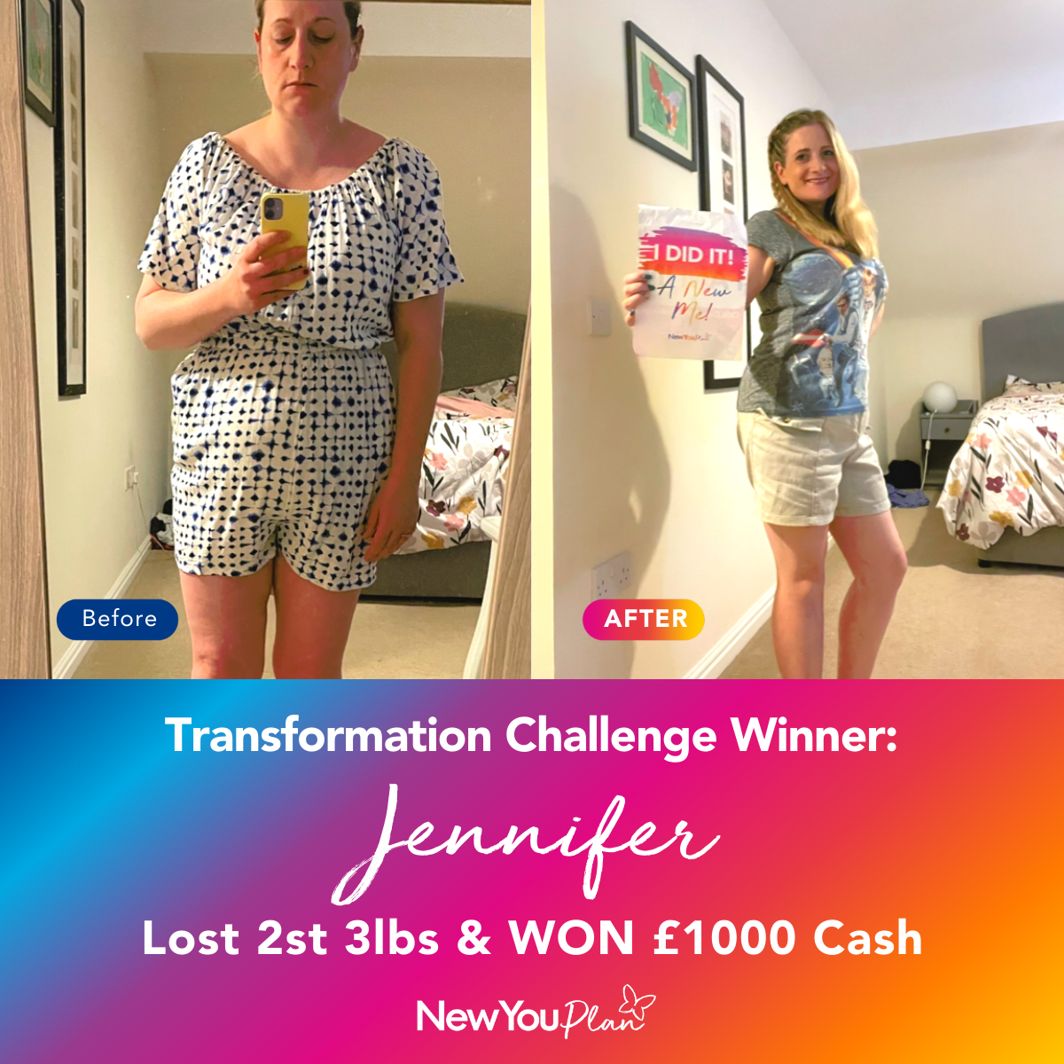 TRANSFORMATION CHALLENGE WINNER: Jennifer Lost 2st 3lbs & WON £1000 ...