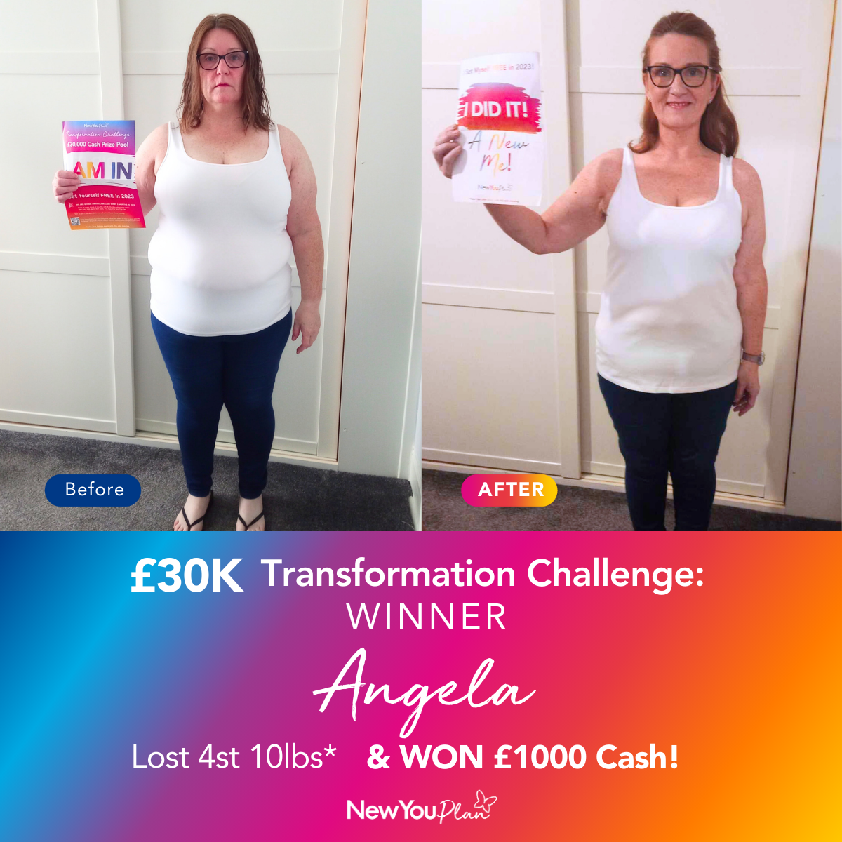 £30K TRANSFORMATION CHALLENGE: WINNER Angela Lost 4st 10lbs* & WON £ ...