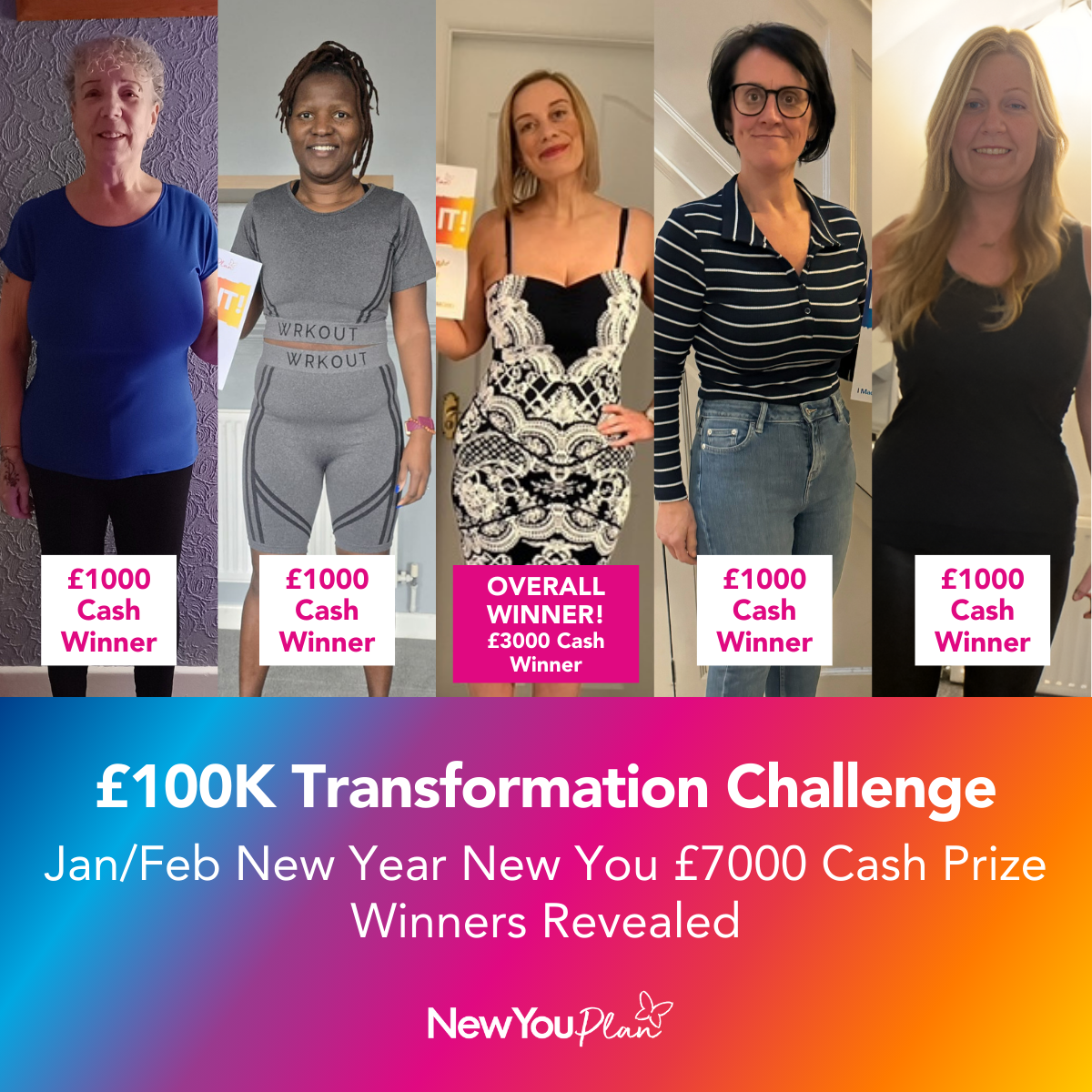 Jan/Feb £100K Transformation Challenge Winners Revealed - The New You Plan